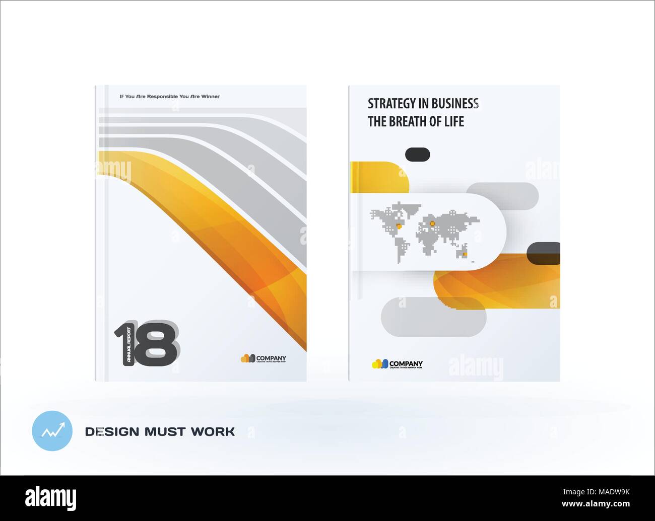 Creative yellow grey design of business brochure set, abstract ...