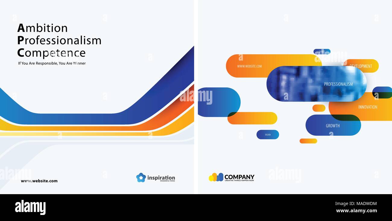 Set of blue orange abstract vector design for graphic template ...