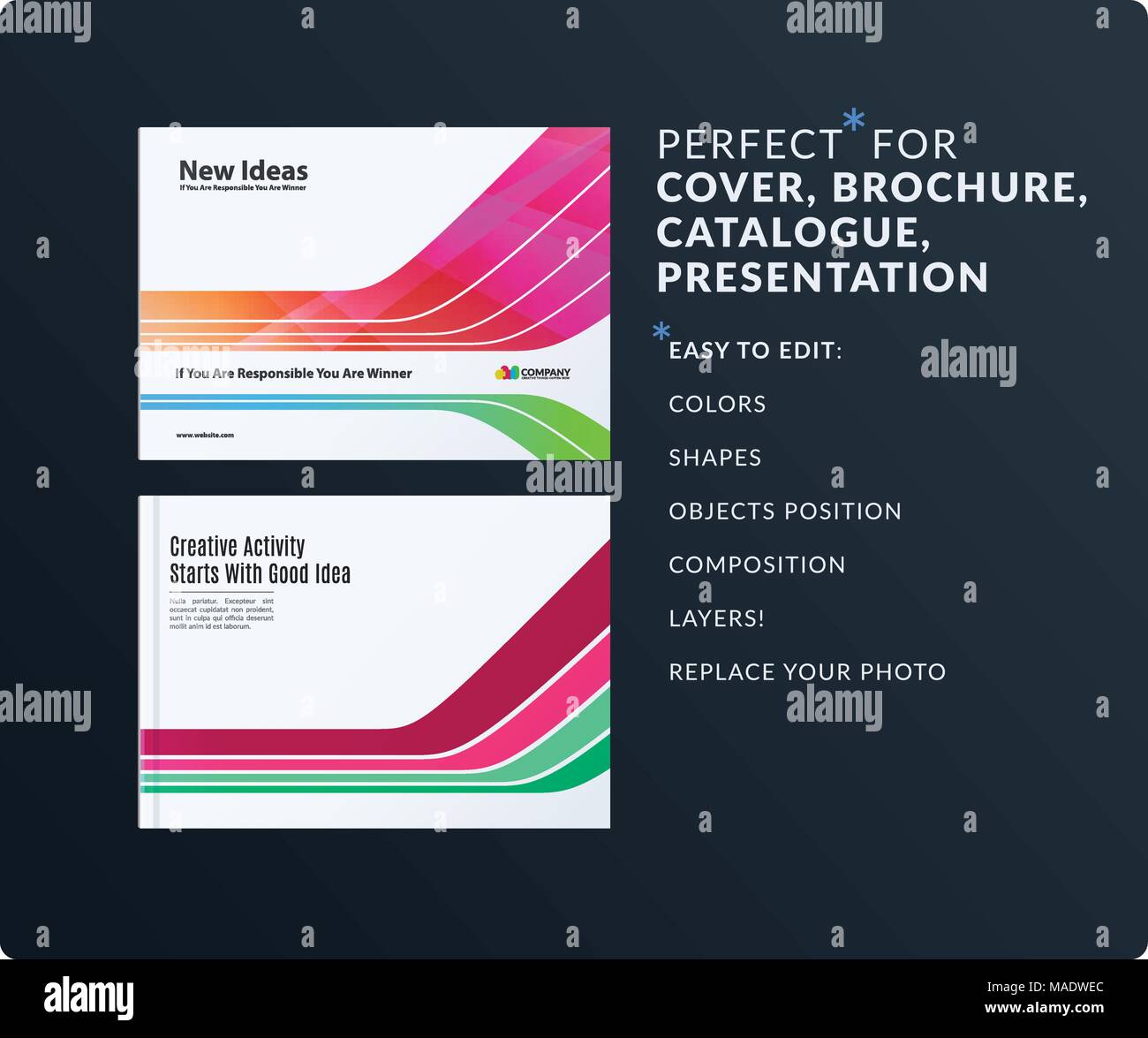Presentation. Abstract vector set of modern horizontal templates with ...