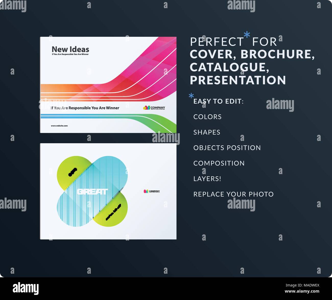 Presentation. Abstract vector set of modern horizontal templates with ...