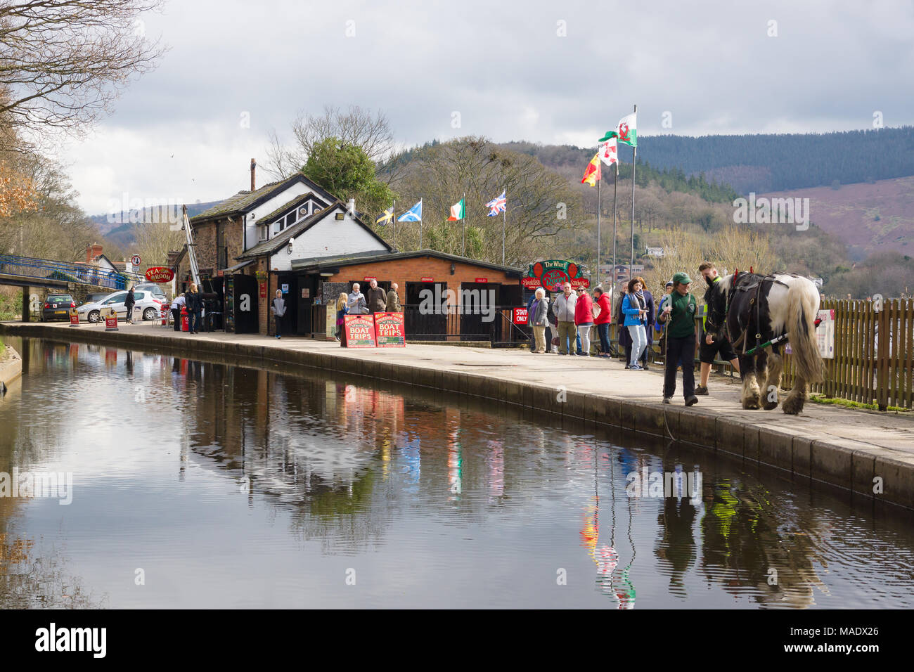 The old wharf in Llangollen now converted to tea rooms and the terminus ...