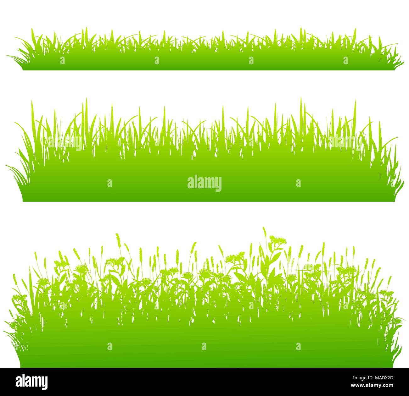 Green grass borders isolated on white background vector Stock Vector ...
