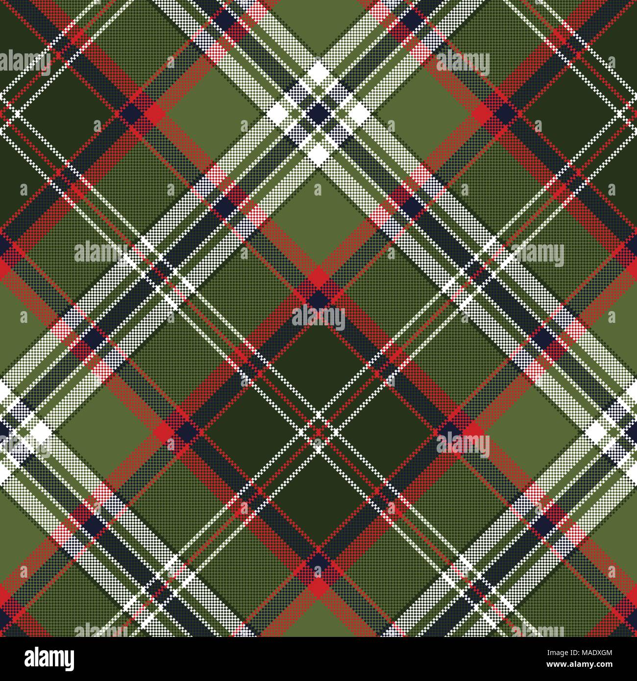 Green check plaid pixel seamless fabric texture. Vector illustration ...
