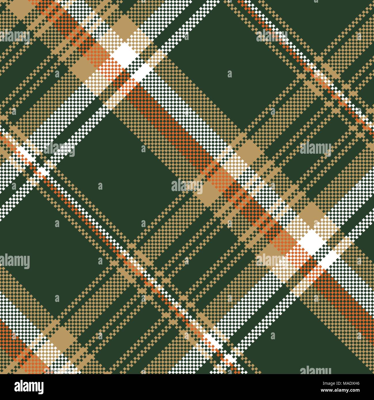 Green pixel plaid fabric seamless pattern. Vector illustration Stock ...