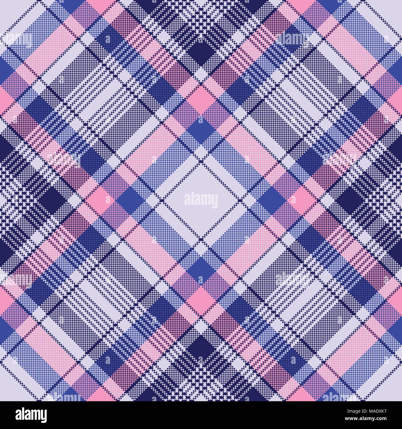 Blue pixel check plaid seamless pattern. Vector illustration Stock ...