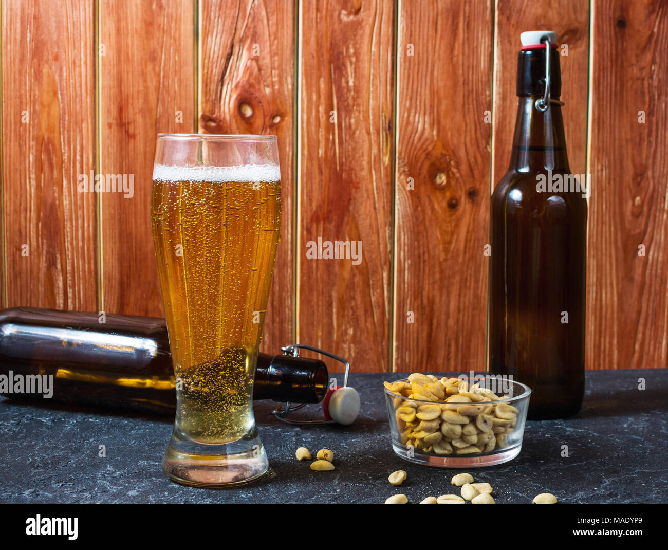 Bottle stone wood beer hi-res stock photography and images - Alamy