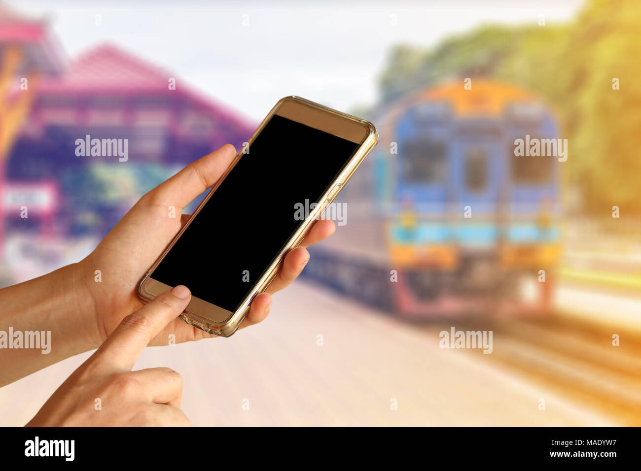 woman hand holding and touch screen of smartphone,tablet,cell phone ...