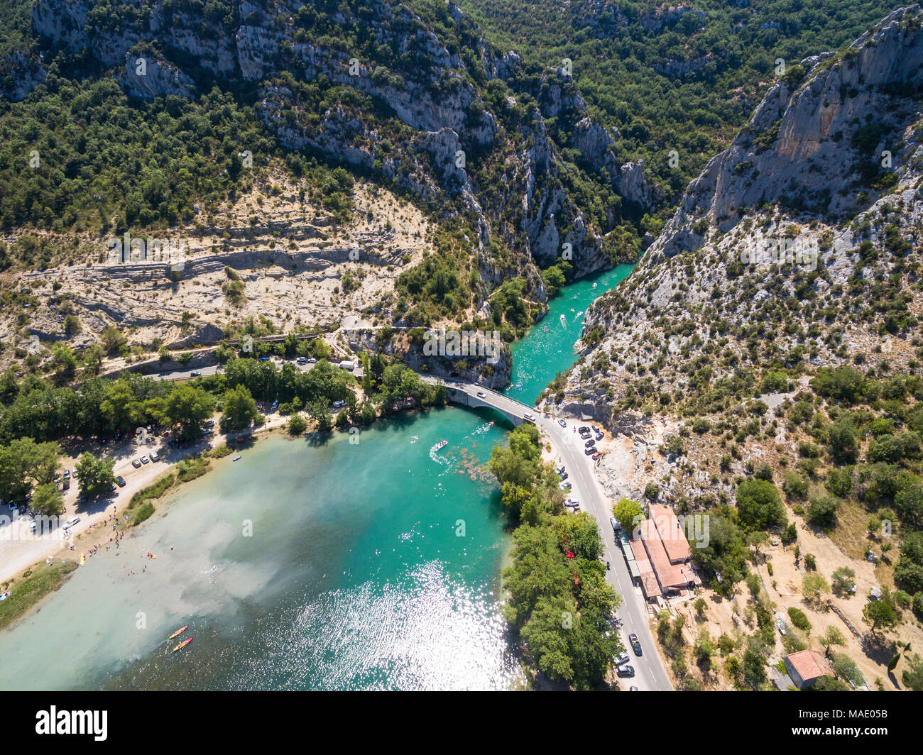 Aerial view of Gorge du Verdon canyon river in south of France Stock ...