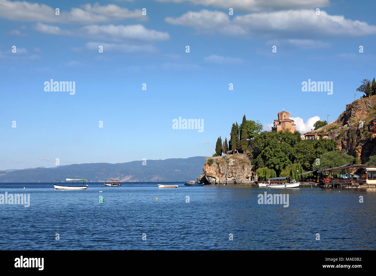 Famous Jovan Kaneo church Lake Ohrid Macedonia landscape Stock Photo ...
