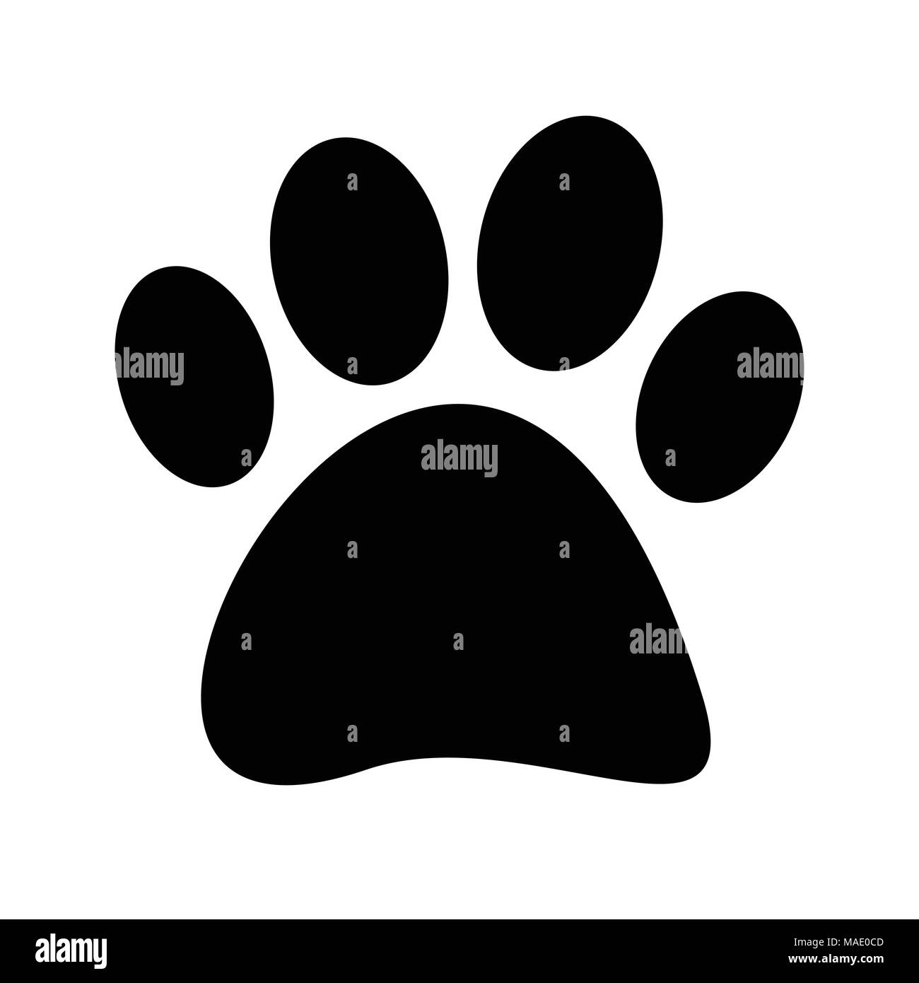 Stock Vector Black paw print tetradigitate on a white background Stock ...