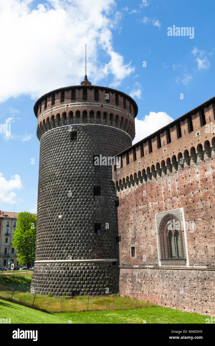Sforza castello castle in Milan city in Italy Stock Photo - Alamy