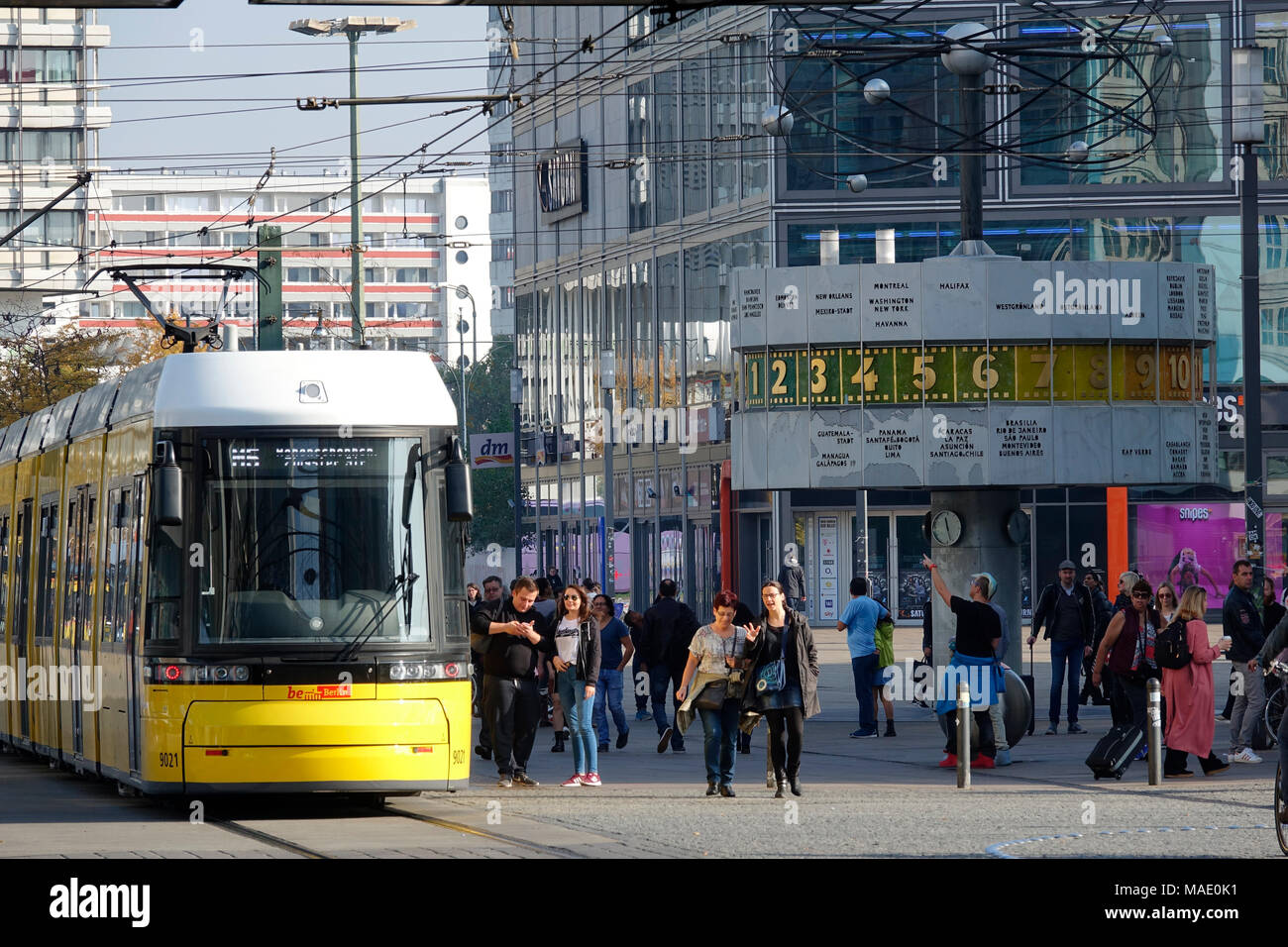 Berlin Alexander Square world time clock Stock Photo - Alamy