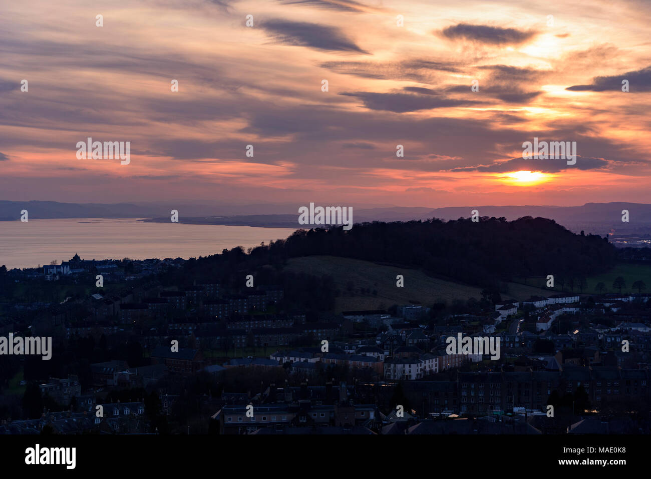 Sunset over the river Tay from The Law Dundee Stock Photo - Alamy
