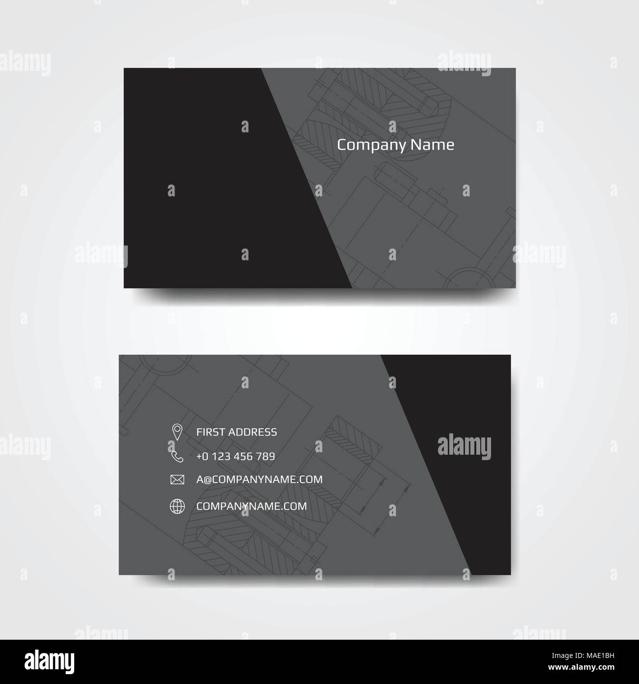 Set of engineering business card. Engineering drawings. vector ...