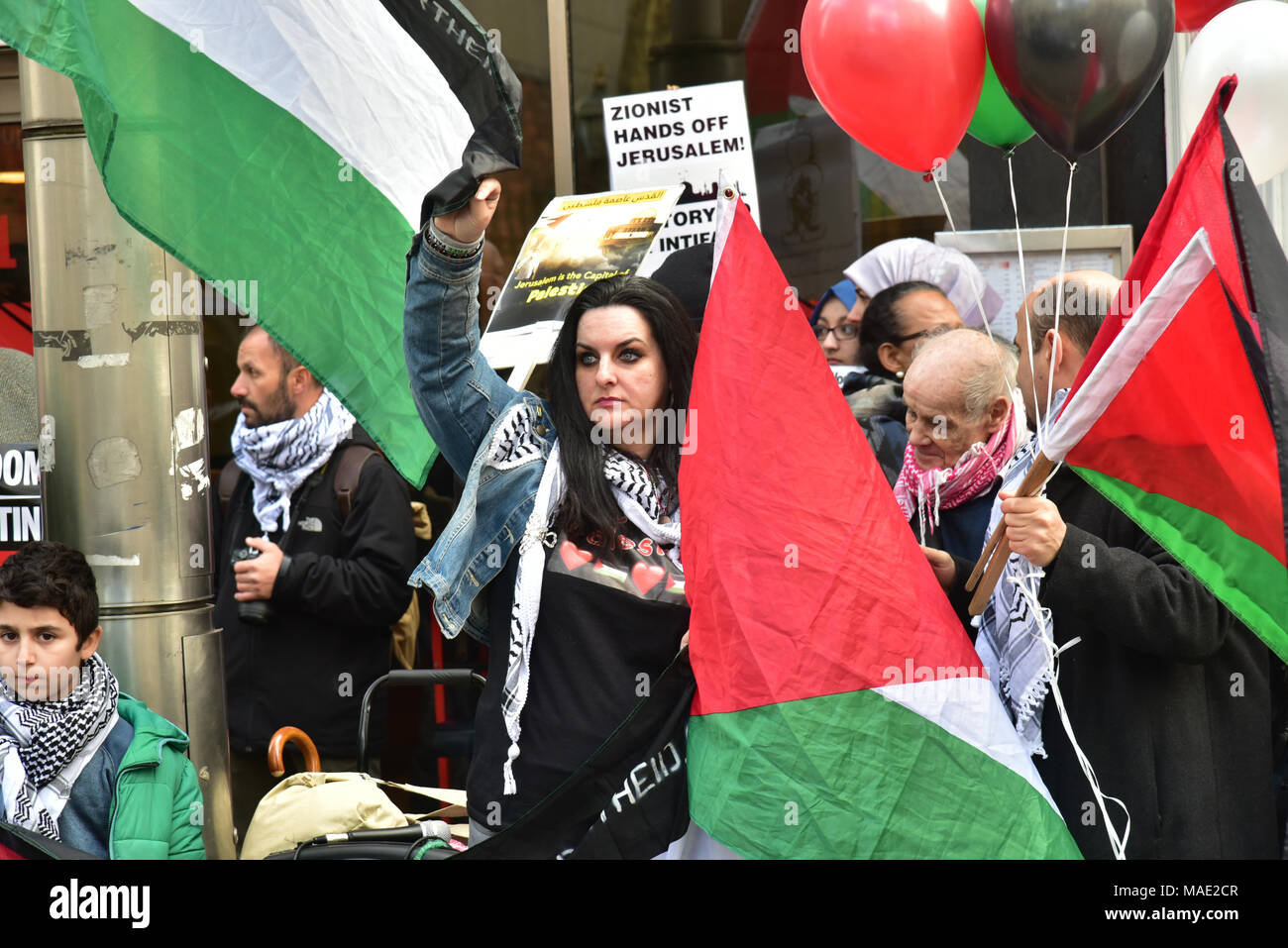 Israel Embassy, London, UK. 31st March 2018: Palestinian and supporters ...