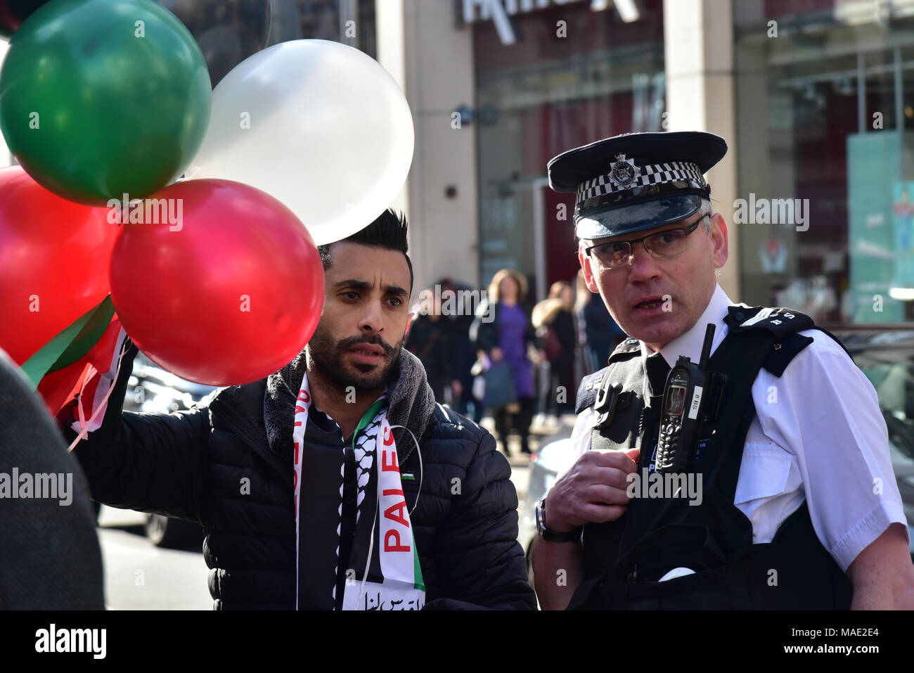Israel Embassy, London, UK. 31st March 2018: Palestinian and supporters ...