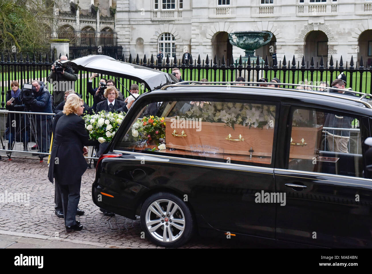 Cambridge, Britain. 31st Mar, 2018. The coffin of British physicist ...