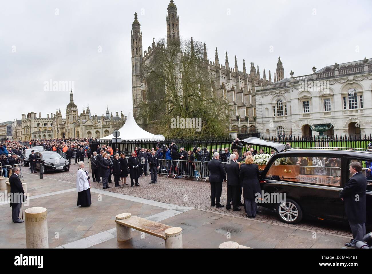 Cambridge, Britain. 31st Mar, 2018. The coffin of British physicist ...