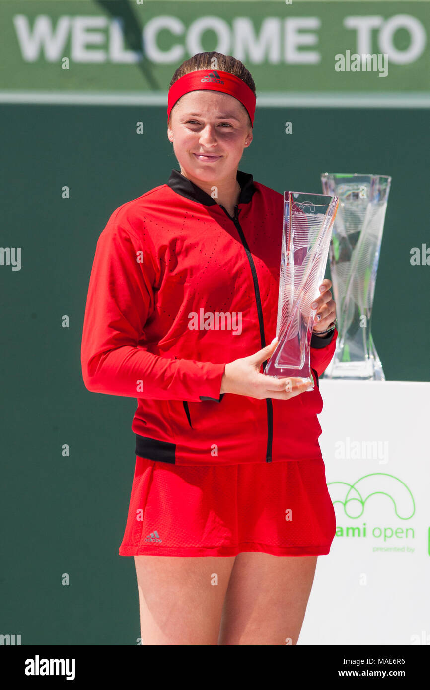 Key Biscayne, Florida, USA. 31st Mar, 2018. Jelena Ostapenko (LAT) with ...
