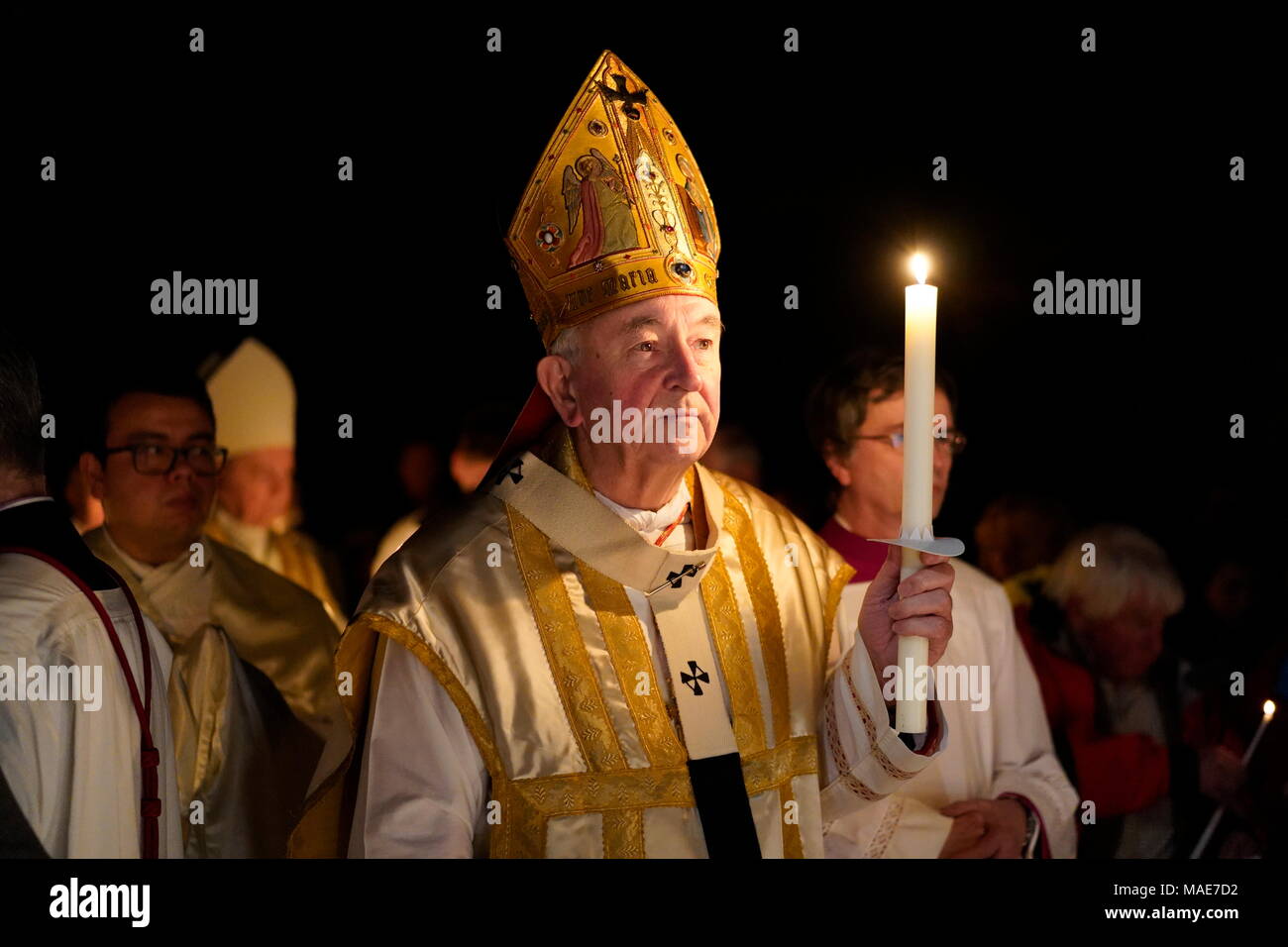 LONDON - MARCH 31: The Easter Vigil service at Westminster Cathedral ...