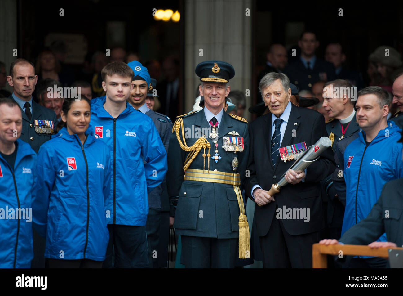 Royal Courts of Justice, London, UK. 1 April 2018. The RAF100 Baton ...
