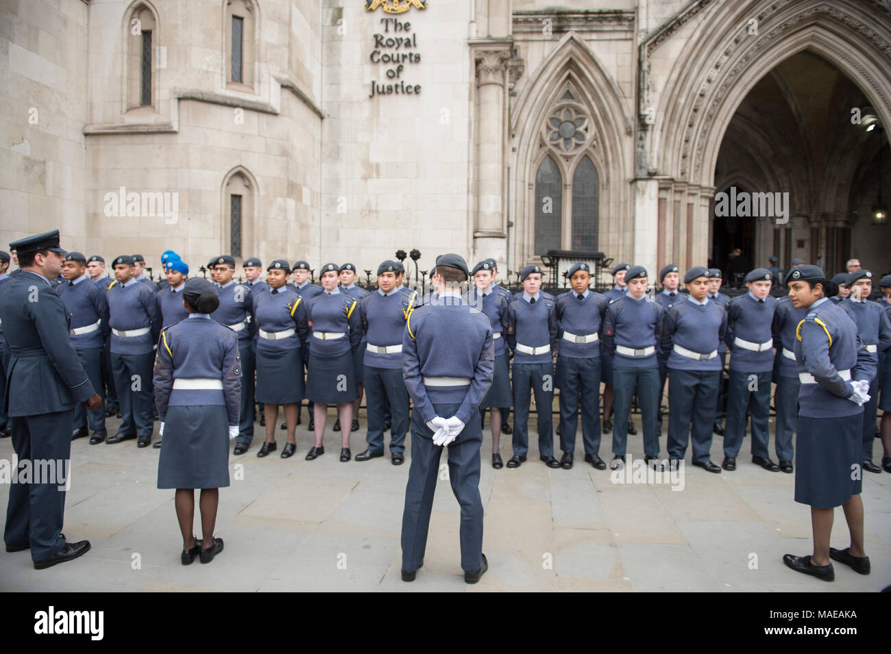 Royal Courts of Justice, London, UK. 1 April 2018. The RAF100 Baton ...