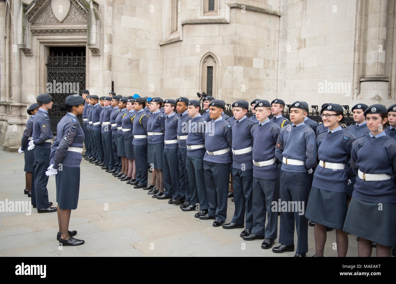 Royal Courts of Justice, London, UK. 1 April 2018. The RAF100 Baton ...