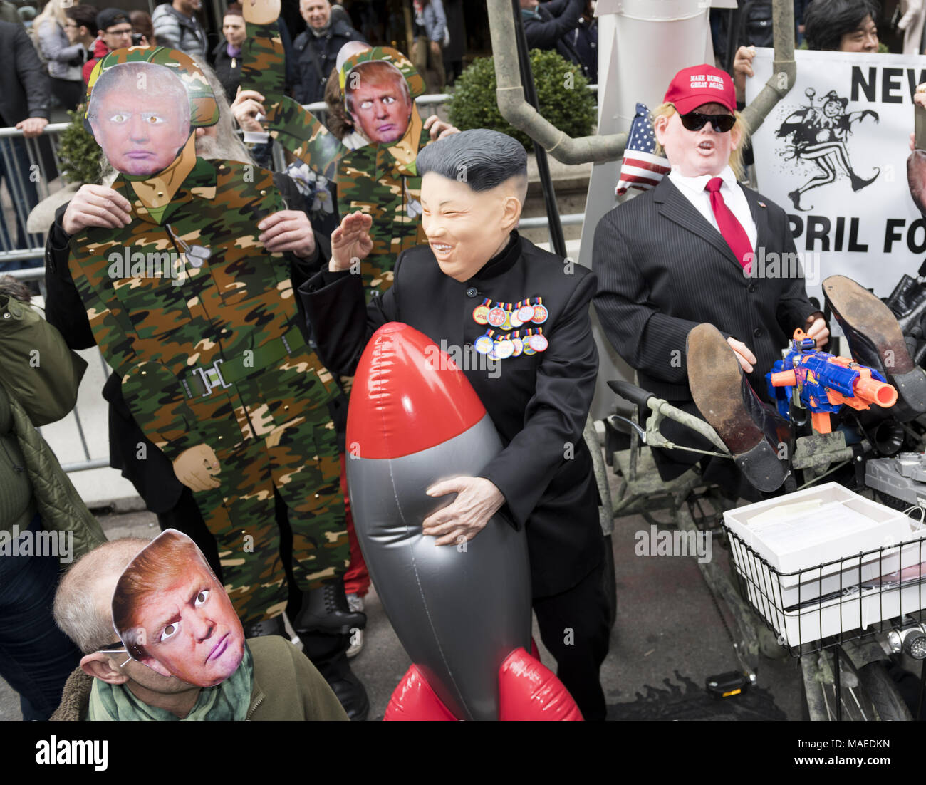 New York, NY, USA. 1st Apr, 2018. ''Trump's Grand Military Parade'' was ...