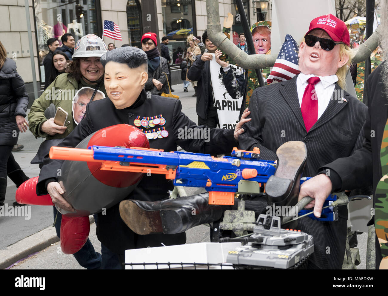 New York, NY, USA. 1st Apr, 2018. ''Trump's Grand Military Parade'' was ...