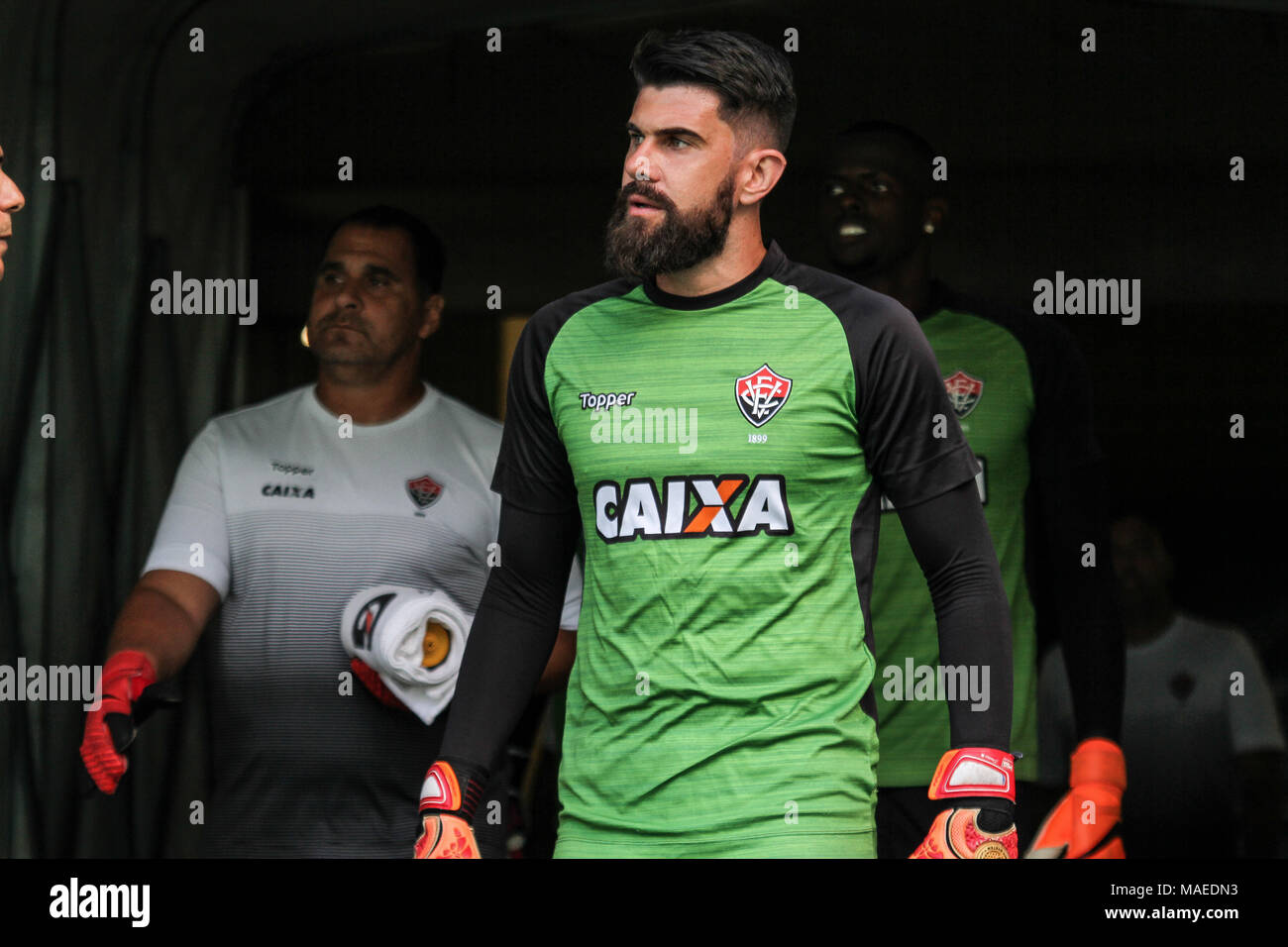 Salvador, Brazil. 01st Apr, 2018. Fernando Miguel goalkeeper of Vitoria ...
