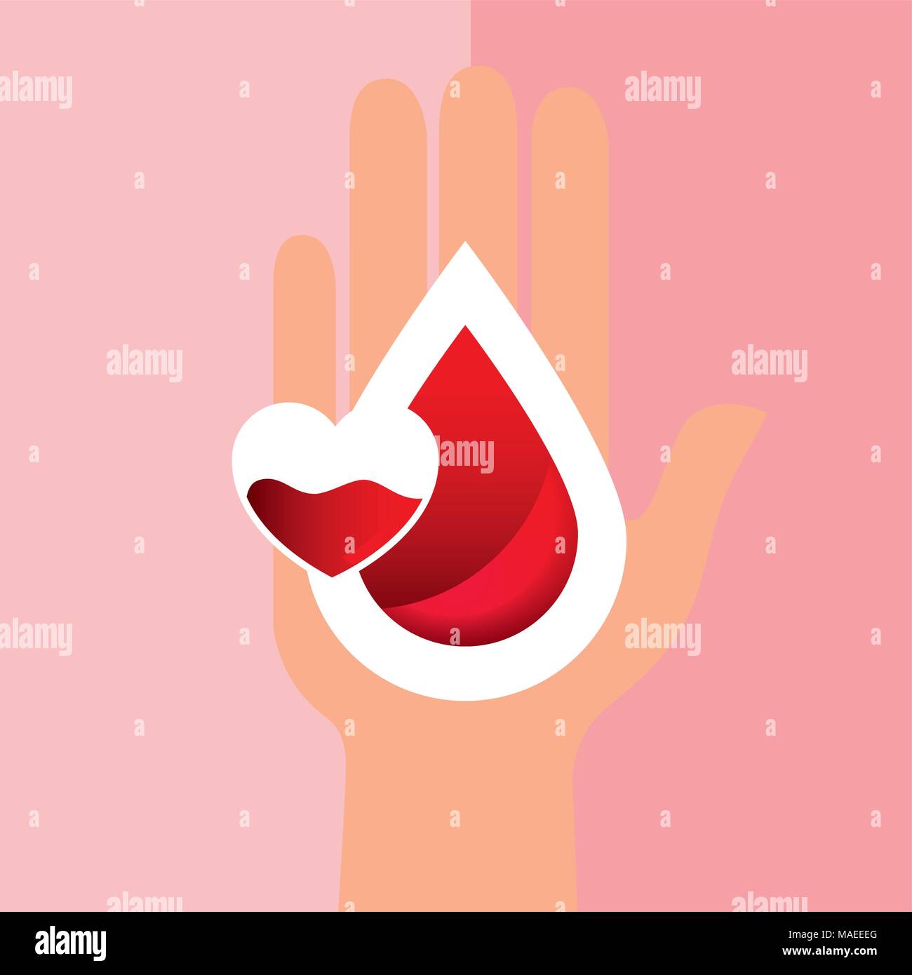 hand holding heart drop charity blood donation day vector illustration ...
