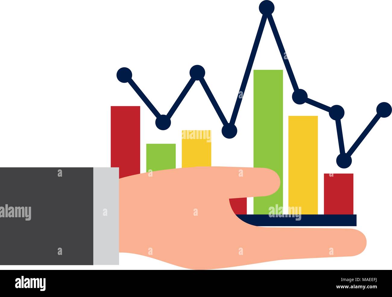 hand with statistics infographic vector illustration design Stock ...