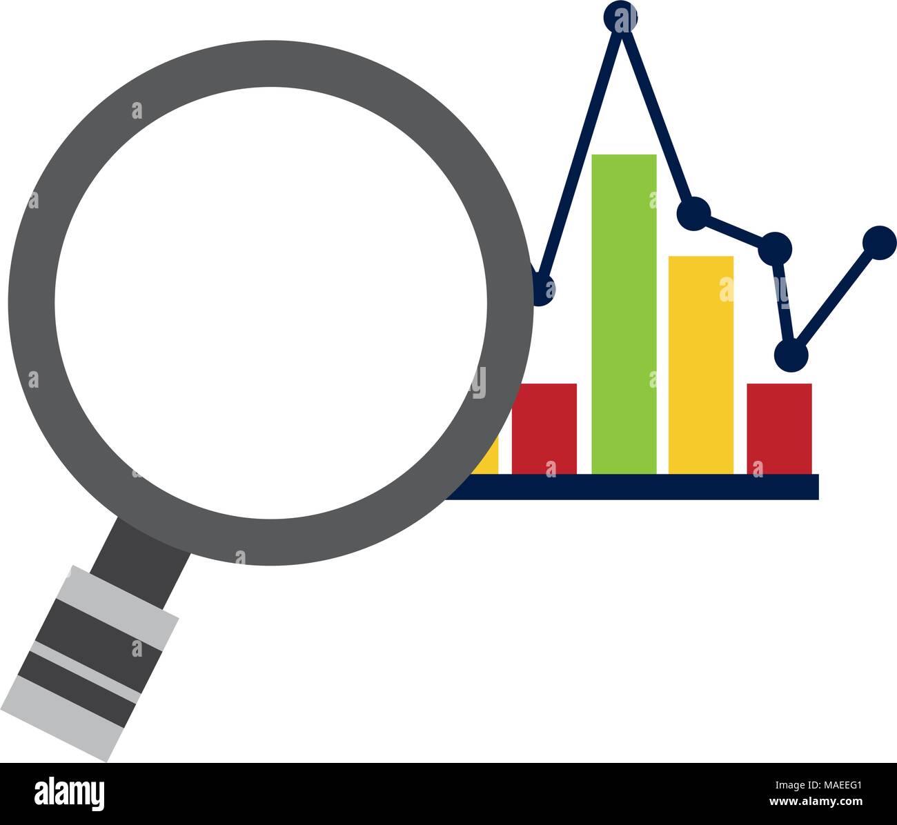 statistics infographic with magnifying glass vector illustration design ...