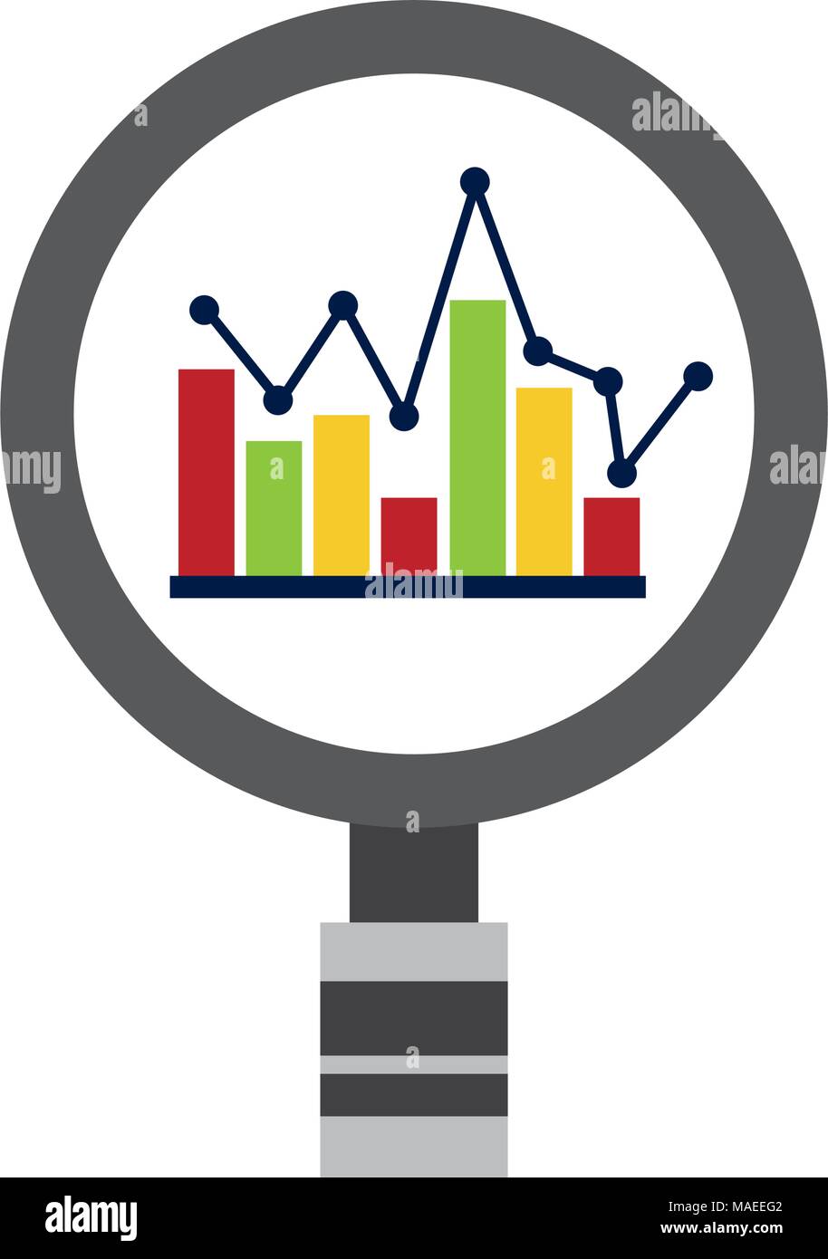 statistics infographic with magnifying glass vector illustration design ...
