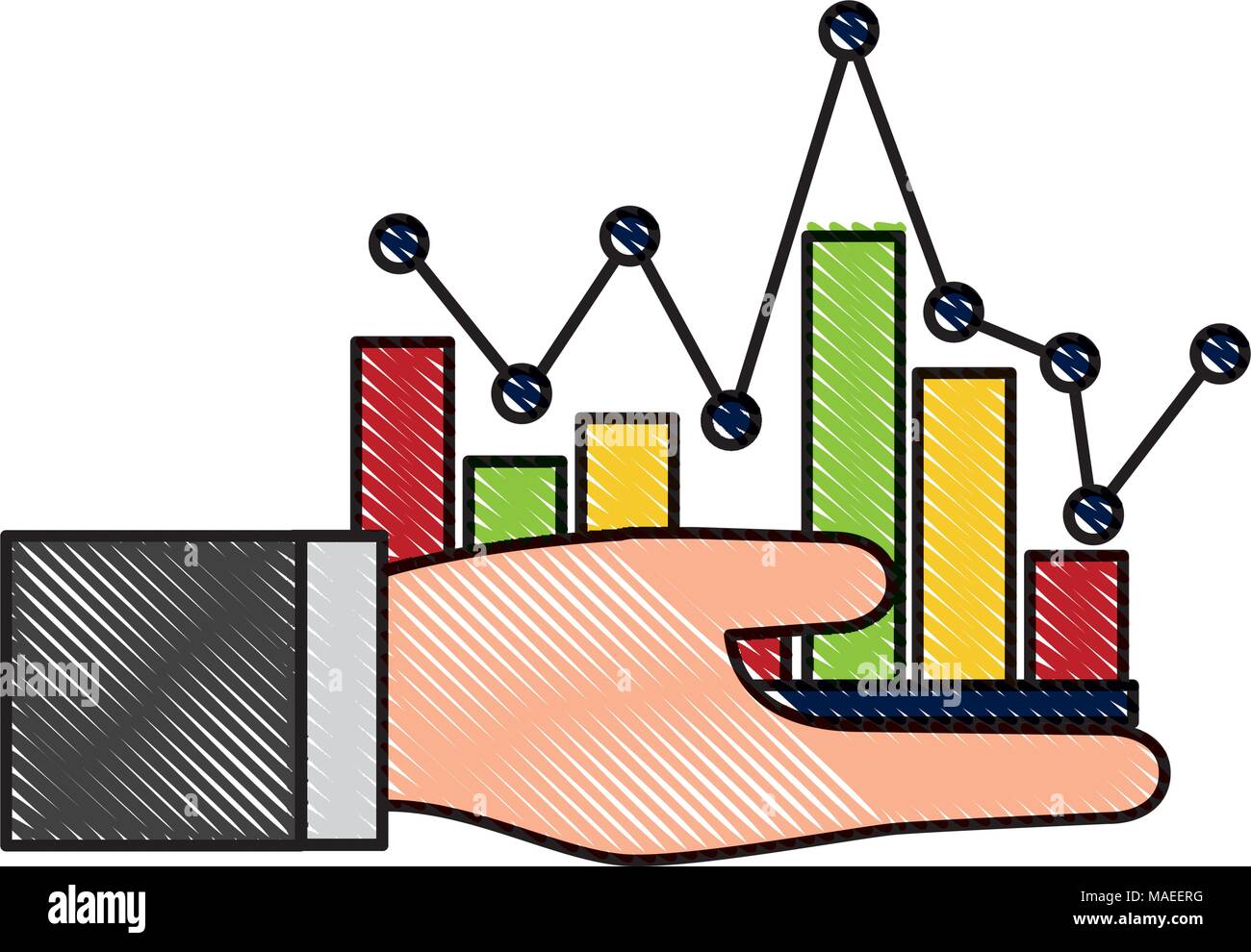 hand with statistics infographic vector illustration design Stock ...
