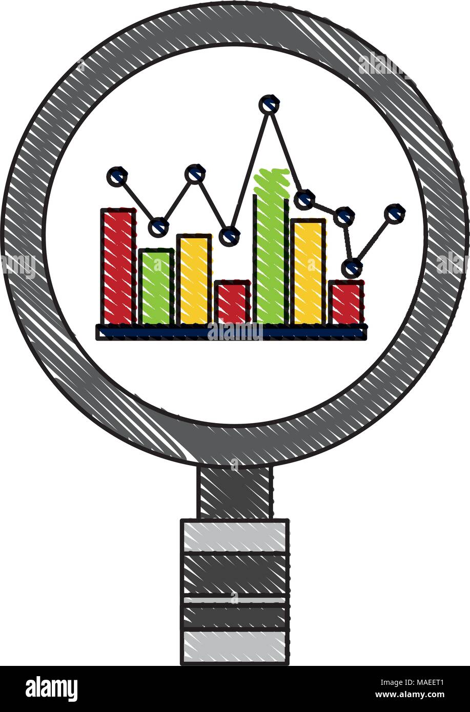 statistics infographic with magnifying glass vector illustration design ...