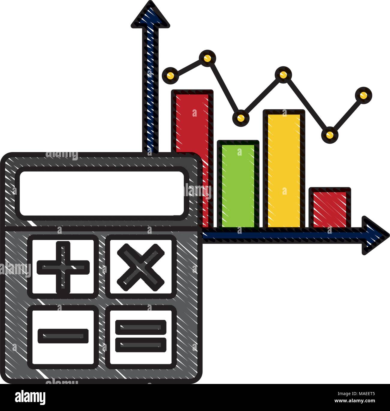 statistics infographic with calculator vector illustration design Stock ...