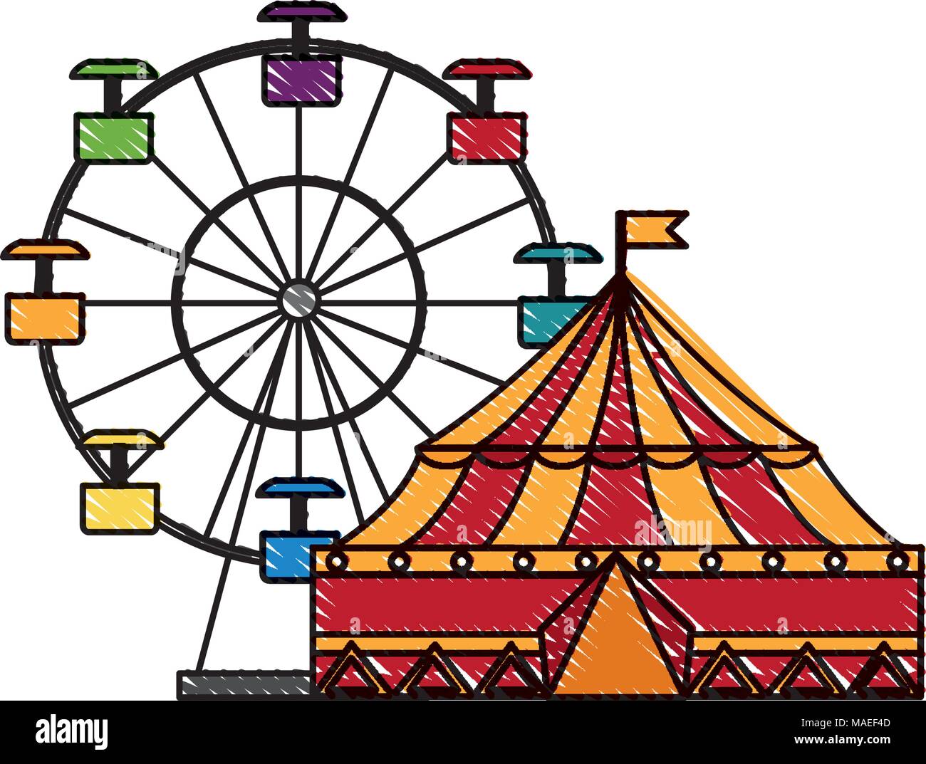 circus tent and wheel fortune vector illustration design Stock Vector ...