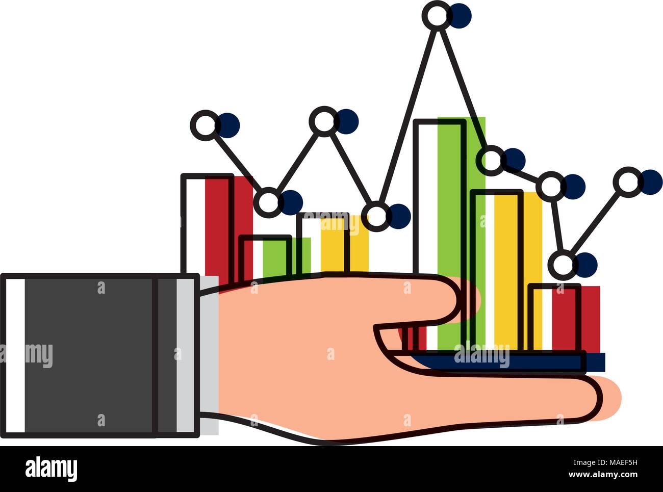 hand with statistics infographic vector illustration design Stock ...