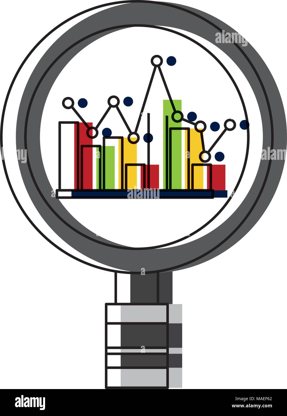 statistics infographic with magnifying glass vector illustration design ...