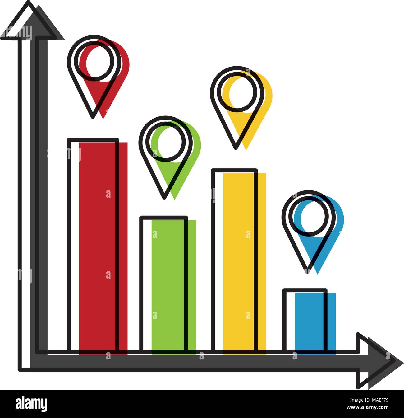 statistics infographic with pins location vector illustration design ...