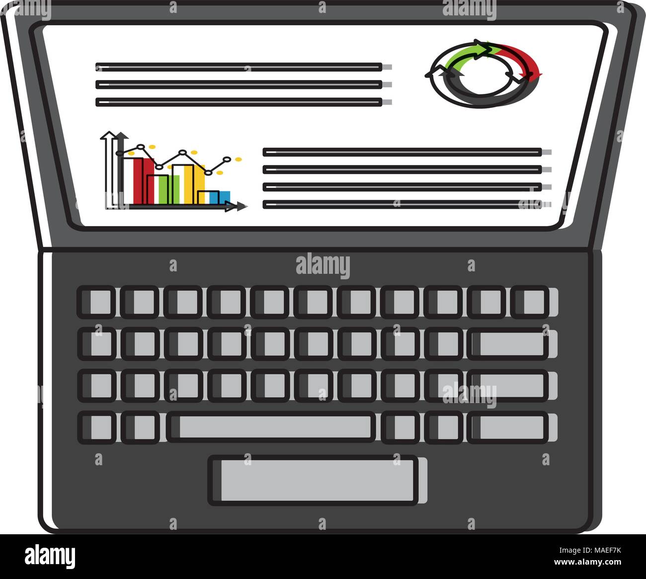 statistics graphic in laptop vector illustration design Stock Vector ...