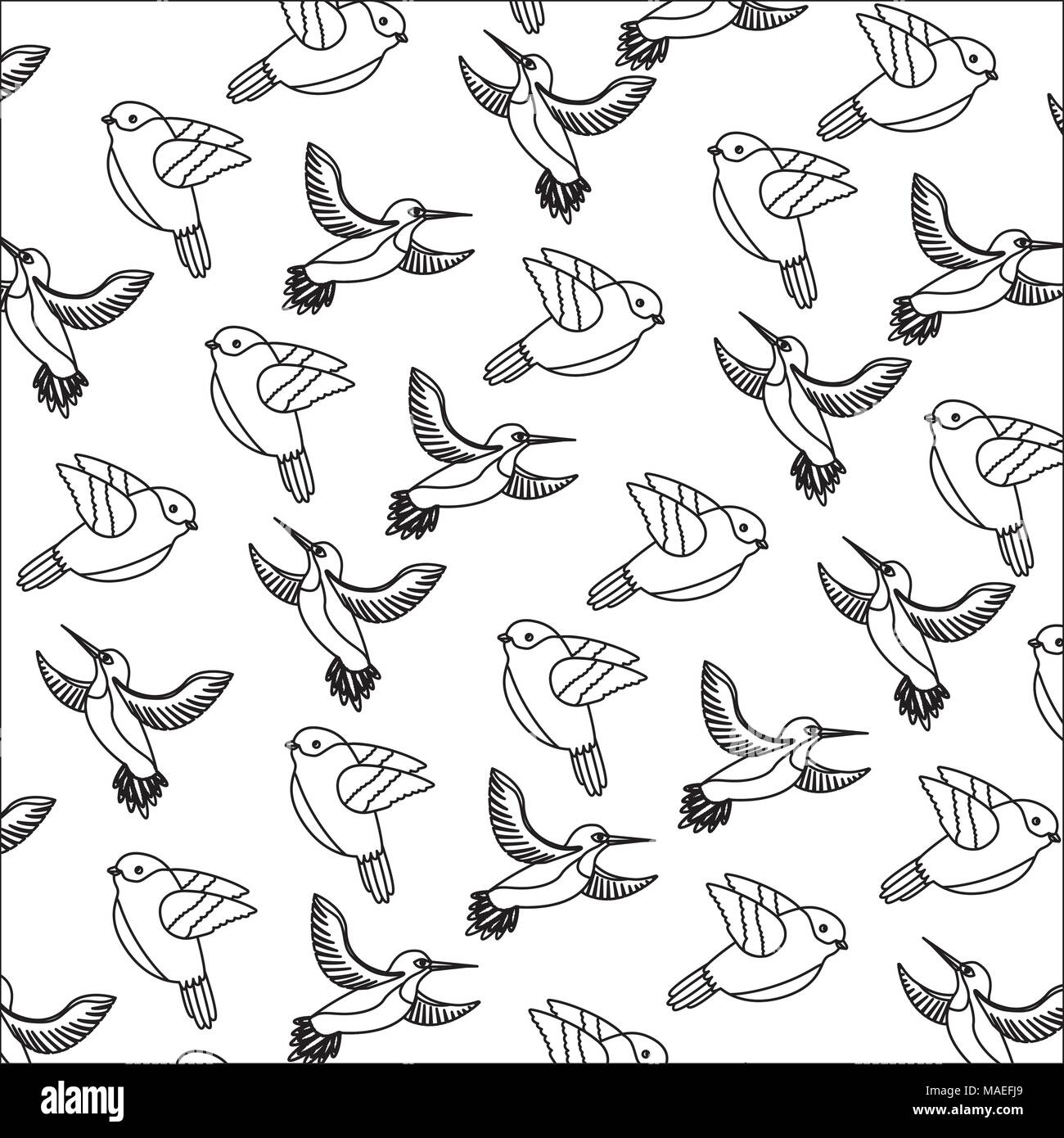 cute decorative flying birds decoration background vector illustration ...