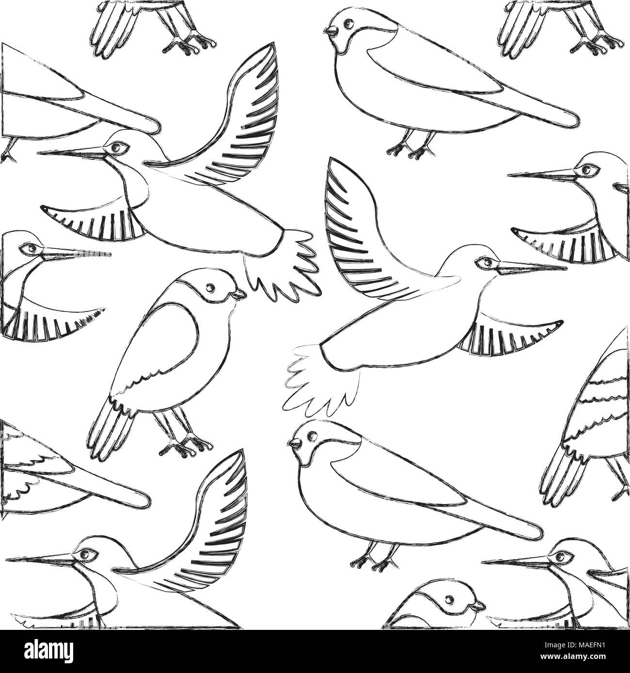 cute decorative birds decoration background vector illustration Stock ...
