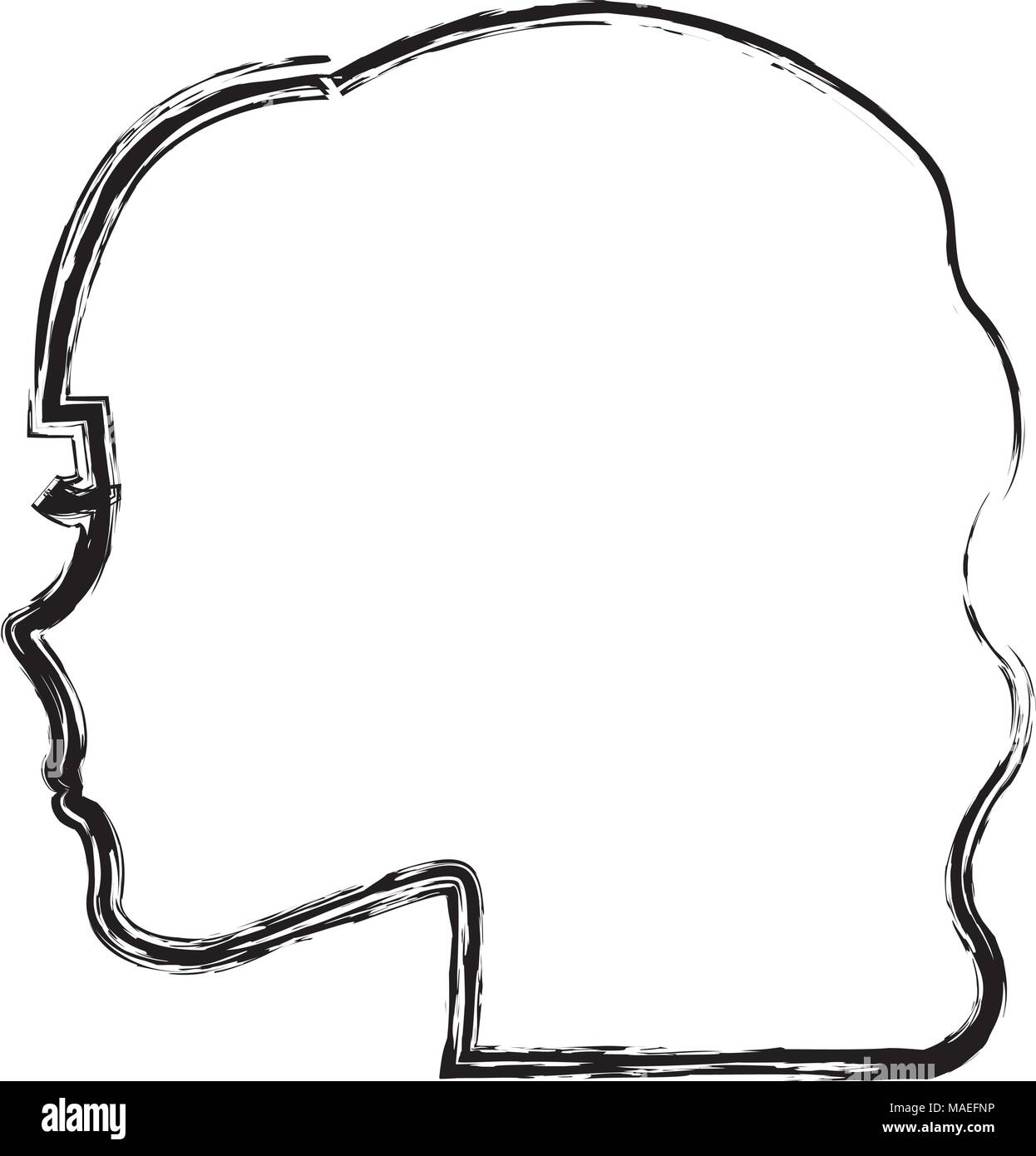 silhouette profile female character sketch vector illustration Stock ...