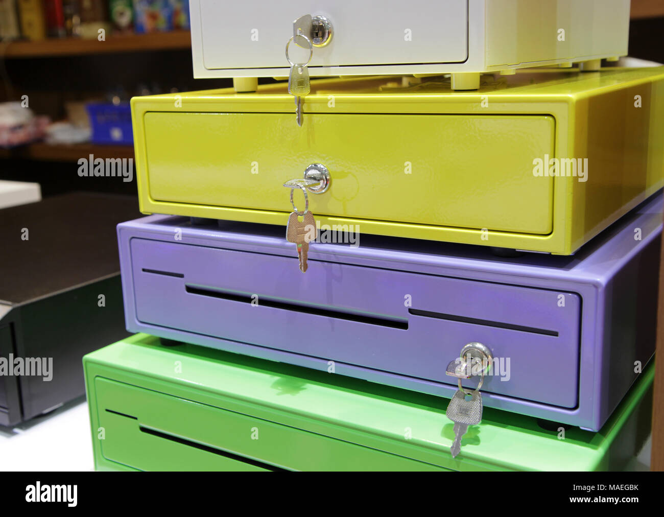 colorful box safe with keys;modern style Stock Photo - Alamy