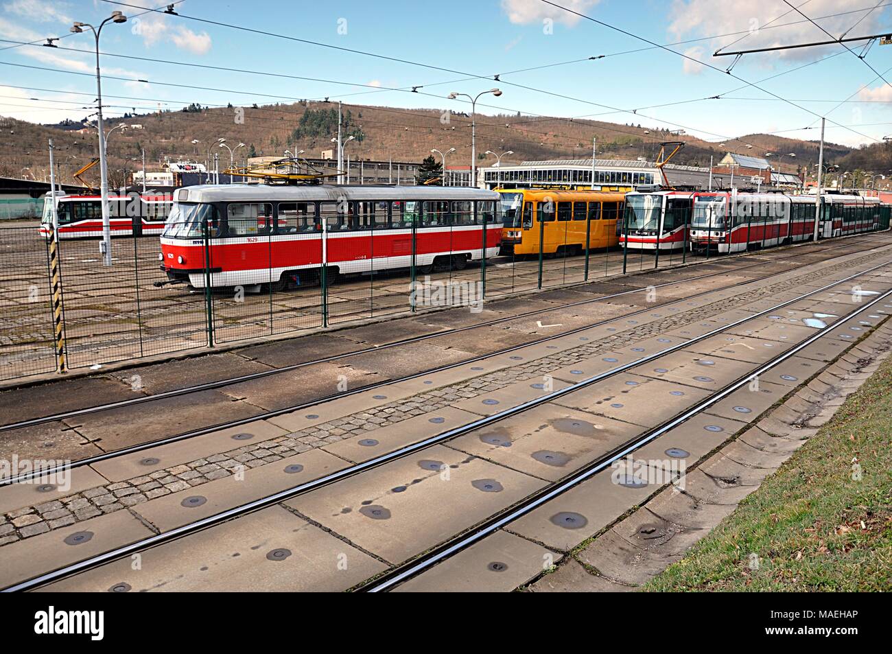 modern tramways in stations Stock Photo - Alamy
