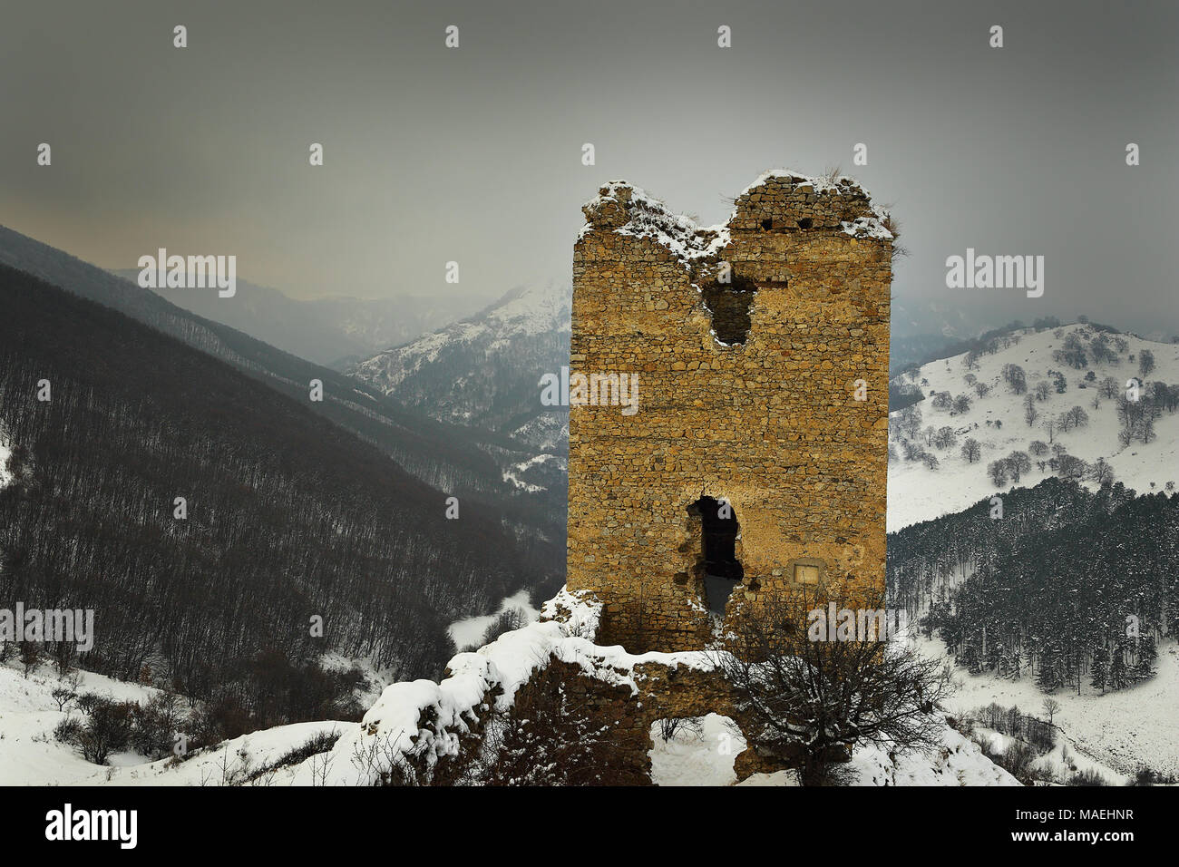 closeup of Coltesti fortress in winter season Stock Photo - Alamy
