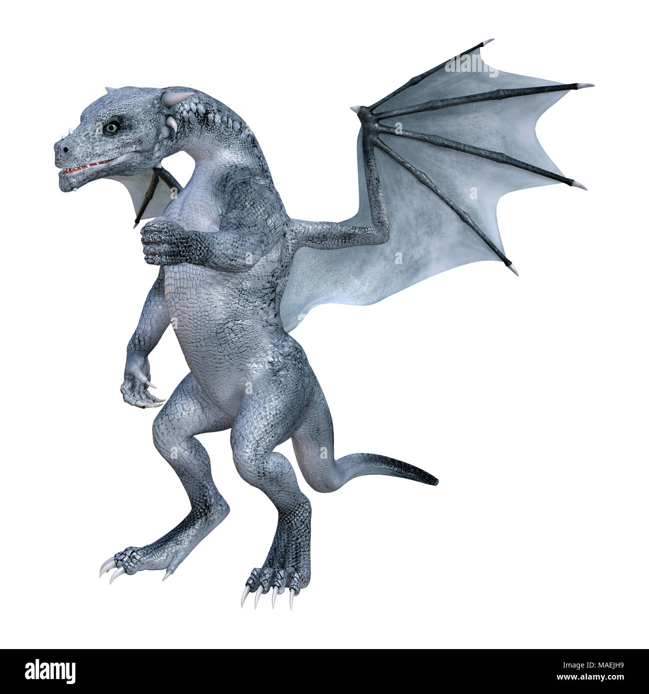 3D rendering of a fantasy dragon whelp isolated on white background ...