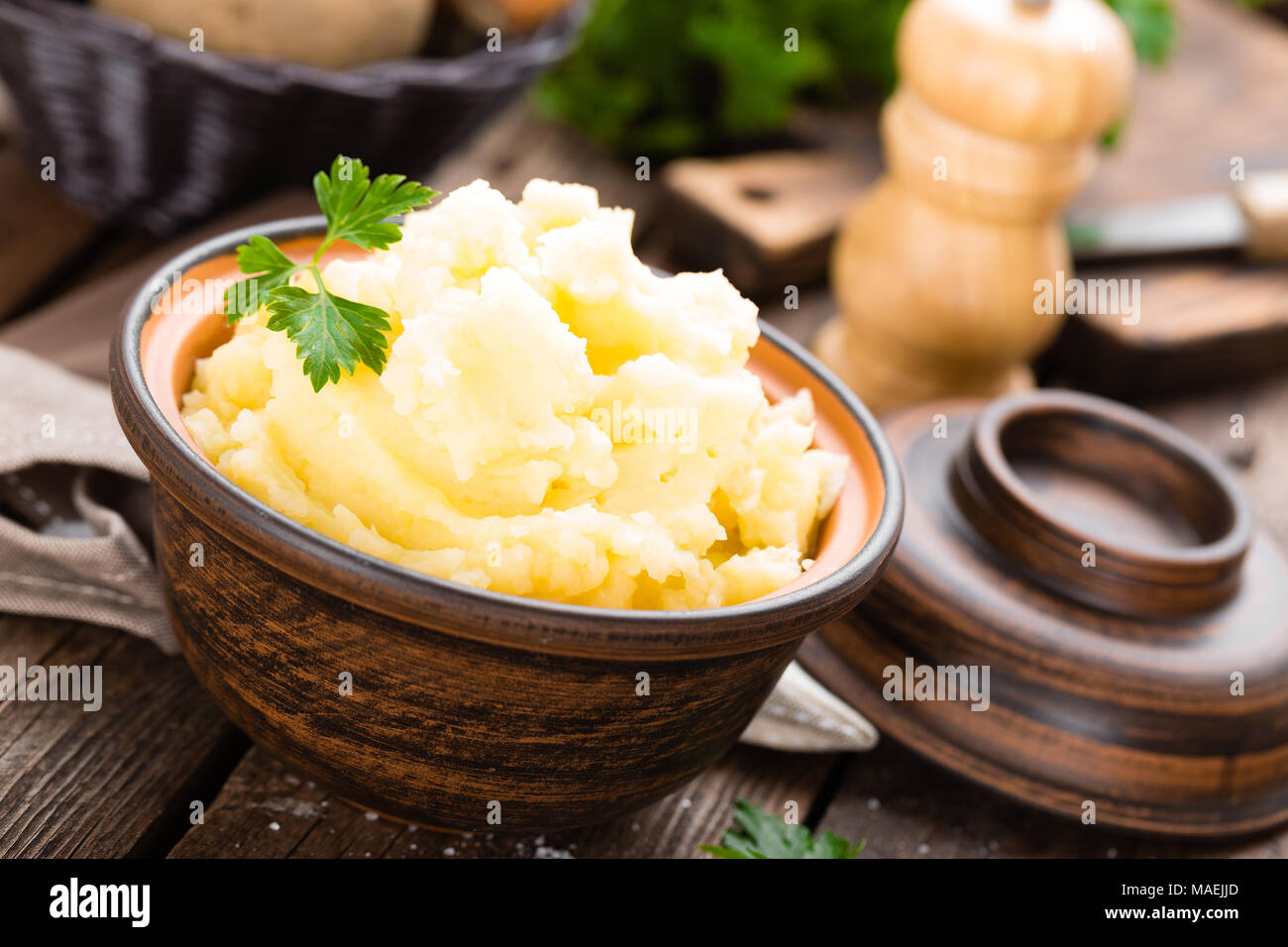 Mashed potato. Potato mash with butter and milk. Boiled potato. Potato ...